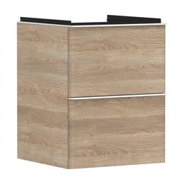 Hansgrohe Xelu Q Waschtischunterschrank 54021700 480x605x475mm, f&uuml;r Handwaschbecken, 2 Schubladen, Eiche Natur, mattwei&szlig;