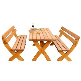 Kiehn-Holz Gartenm&ouml;bel-Set 'Landsberg' Kiefernholz honigbraun 3-teilig