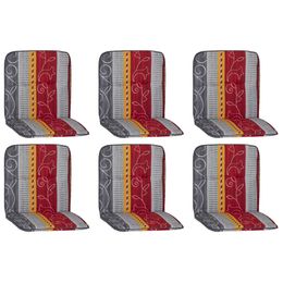 Beo Niedriglehner-Auflagenset 'Elmira' bordeaux/grau 47 x 96 x 5 cm 6 St&uuml;ck