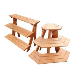 Kiehn-Holz Blumentreppe mit Eckelement braun Kiefernholz 137 x 59 x 62 cm