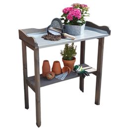 Kiehn-Holz Pflanztisch mit Arbeitsfl&auml;che grau 86 x 40 x 13 cm