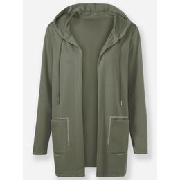 Heine Witt Damen Shirtjacke mit leichtem Glanz, khaki, Gr&ouml;&szlig;e 42