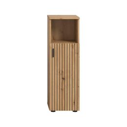 Pharao24.de Hochschrank Beistellschrank Bad Geriffelte Front Offenes Ablagefach