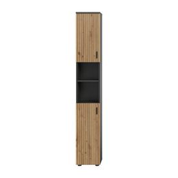 Pharao24.de Hochschrank Badseitenschrank Rillenfront Holzoptik