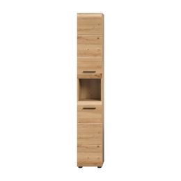 Pharao24.de Badezimmerhochschrank Badschrank mit Mit offenem Fach Abgerundete Kanten