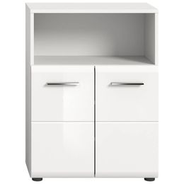 Pharao24.de Midischrank Seitenschrank mit Mit 4 Tueren und Mit Metallgriffen