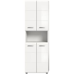 Pharao24.de Badezimmerhochschrank Badschrank Farbe Wei&szlig; Schubladen