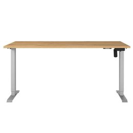 Pharao24.de H&ouml;henverstellbarer Schreibtisch Sitz-Steh-Tisch in Wildeichefarben 180 cm breit