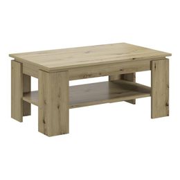 Pharao24.de Sofatisch Wohnzimmer Tisch mit Ablagefl&auml;che Eichefarben