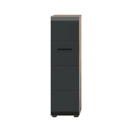 Pharao24.de Hochschrank Midischrank Vier Schubladen Braun und Anthrazit