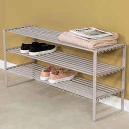 Pharao24.de Schuhregal Standregal in Taupe mit drei Schuhgittern