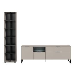 Pharao24.de Wohnzimmer Medienwand Wohnzimmerschrank Edles Kaschmir mit Anthrazit Flexible Stauraumkombination