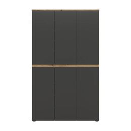 Pharao24.de Hochschrank Flurschrank 6 T&uuml;ren Anthrazit Holzoptik