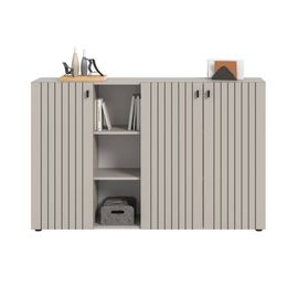 Pharao24.de Sideboard Kommode Geriffelte Front Helles Grau
