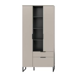 Pharao24.de Hochschrank Wohnzimmer Highboard Zweifarbiges Design mit Mit offenen F&auml;chern
