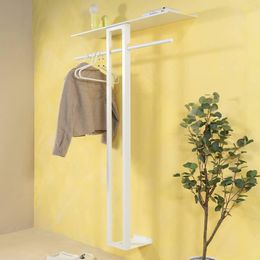 Pharao24.de Kompaktgarderobe H&auml;ngegarderobe f&uuml;r die Wandmontage mit Hutablage aus Metall