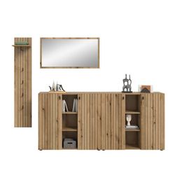 Pharao24.de Dielenm&ouml;bel Set Garderobenprogramm mit Mit Wandpaneel Modernes Design