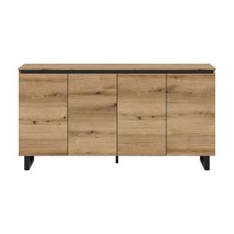 Pharao24.de Sideboard Wohnzimmerkommode 4-t&uuml;rig mit schwarzen U-F&uuml;&szlig;en