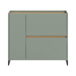 Pharao24.de Highboard Schuh Klappschrank Schwarze Beine Holzplatte