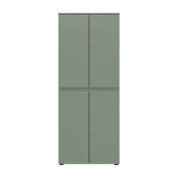 Pharao24.de Hochschrank Seitenschrank Salbeigr&uuml;nes Design mit Mit 4 T&uuml;ren