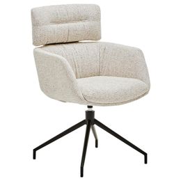 Dieter Knoll Collection Dieter Knoll Armlehnstuhl, Schwarz, Beige, Metall, Textil, Drehkreuz, 62x92x66 cm, Lederauswahl, Stoffauswahl, Sitzfl&auml;che 360&deg; drehbar, Esszimmer, St&uuml;hle, Esszimmerst&uuml;hle, Armlehnenst&uuml;hle