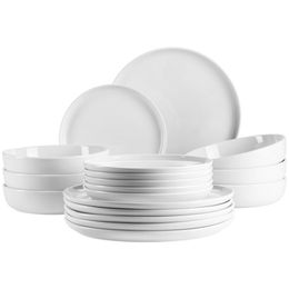 M&auml;ser M&auml;ser Tellerset Navina, Wei&szlig;, Keramik, 18-teilig, rund, lebensmittelecht, Essen & Trinken, Geschirr, Geschirr-Sets, Teller-Sets