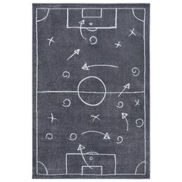 Hanse Home Kinderteppich Adventures, Dunkelgrau, Textil, Fu&szlig;ball, rechteckig, 160x235 cm, Oeko-Tex&reg; Standard 100, f&uuml;r Fu&szlig;bodenheizung geeignet, in verschiedenen Gr&ouml;&szlig;en erh&auml;ltlich, pflegeleicht, strapazierf&auml;hig, leicht zusammenrollbar, Teppiche & B&ouml;den, Teppiche, Teppich Kinderzimmer