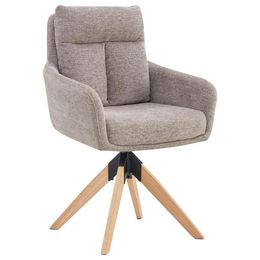 Livetastic Armlehnstuhl, Taupe, Holz, Metall, Textil, Eiche, Pappel, massiv, Sperrholz, Flachrohr, 59x92x63 cm, Sitzfl&auml;che 360&deg; drehbar, Esszimmer, St&uuml;hle, Esszimmerst&uuml;hle, Armlehnenst&uuml;hle