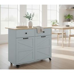 Mid.you Servierwagen, Blau, Holzwerkstoff, 2 Schublade(n) Schubladen, rechteckig, Rollen, 100x85x50 cm, einfacher Aufbau, Esszimmer, Barm&ouml;bel, Barwagen