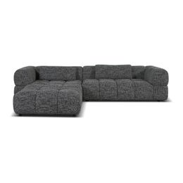 Ecksofa Chenille / Boucl&eacute; 349x245x76 grau-schwarz meliert STELLA