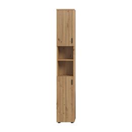 Pharao24.de Badezimmerschrank Hochschrank Strukturierte Front mit Ablagefl&auml;chen