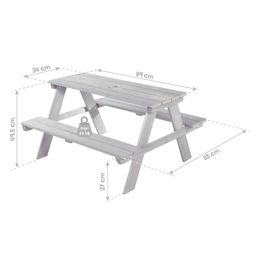 Roba Kinder-Outdoor-Sitzgruppe &raquo;Picknick for 4&laquo; - 89x84,5x50cm - grau -