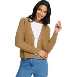 Damen Strickjacke im Patentstrick camel, Gr&ouml;&szlig;e 56