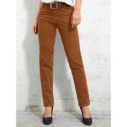 Heine Damen 5-Pocket-Jeans, Braun, Gr. 88, Straight, Material: Baumwolle