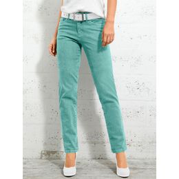 Heine Damen 5-Pocket-Jeans, Blau, Gr. 20, Straight, Material: Baumwolle