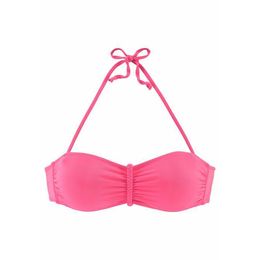 Buffalo Bandeau-Bikini-Top 'Happy' pink Gr. 38 Cup A/B. Mit Flechtdetails. Mit Seitlichen St&auml;bchen Und Ohne B&uuml;gel