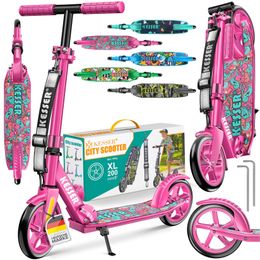 KESSER&reg; Scooter Roller Kinderroller Cityroller Tretroller Kickroller klappbar h&ouml;henverstellbar, Kickscooter bis 100kg, Hinterradbremse, rutschfeste Trittfl&auml;che, bis 185cm K&ouml;rpergr&ouml;&szlig;e, inkl. Tragegurt