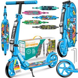 KESSER&reg; Scooter Roller Kinderroller Cityroller Tretroller Kickroller klappbar h&ouml;henverstellbar, Kickscooter bis 100kg, Hinterradbremse, rutschfeste Trittfl&auml;che, bis 185cm K&ouml;rpergr&ouml;&szlig;e, inkl. Tragegurt
