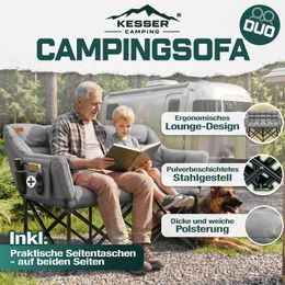 Kesser&reg; Campingsofa faltbar, Campingcouch breit, gepolstert mit Seitentaschen & Tasche, Faltsofa DUO, Campingstuhl Indoor & Outdoor, Camping, Festival, Angeln & Garten