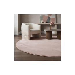 KADIMA DESIGN Kurzflorteppich Waschbar LECH, einfarbig, Rosa, &Oslash; 200 cm