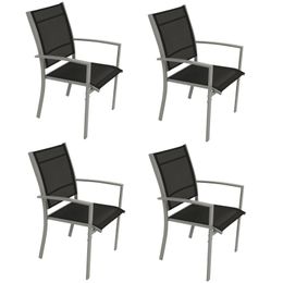 DEGAMO Stapelsessel PINO, Metall + Textilgewebe schwarz, 4-er Set