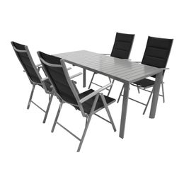 DEGAMO Garnitur BAGO 5-teilig, Alu silbergrau + Kunstgewebe schwarz
