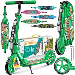 KESSER&reg; Scooter Roller Kinderroller Cityroller Tretroller Kickroller klappbar h&ouml;henverstellbar, Kickscooter bis 100kg, Hinterradbremse, rutschfeste Trittfl&auml;che, bis 185cm K&ouml;rpergr&ouml;&szlig;e, inkl. Tragegurt
