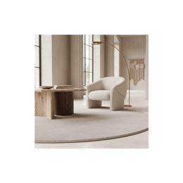 KADIMA DESIGN Kurzflorteppich Waschbar LECH, einfarbig, Creme, &Oslash; 120 cm