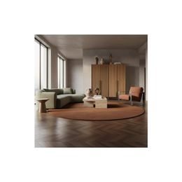 KADIMA DESIGN Kurzflorteppich Waschbar LECH, einfarbig, Braun, &Oslash; 120 cm