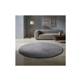 KADIMA DESIGN Kurzflorteppich Waschbar LECH, einfarbig, Grau, &Oslash; 160 cm