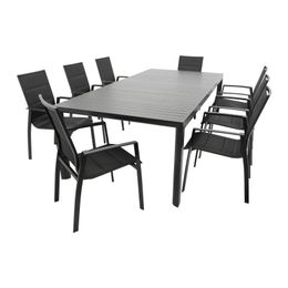 DEGAMO Garnitur LAGOS XL 9-teilig, Alu + Kunstgewebe schwarz