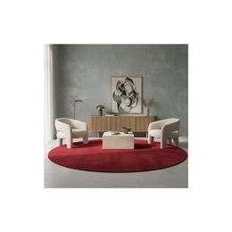 KADIMA DESIGN Kurzflorteppich Waschbar LECH, einfarbig, Rot, &Oslash; 120 cm