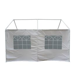 DEGAMO Seitenplane f&uuml;r Partyzelt, L&auml;nge 4 Meter, PVC wei&szlig; mit Fenstern