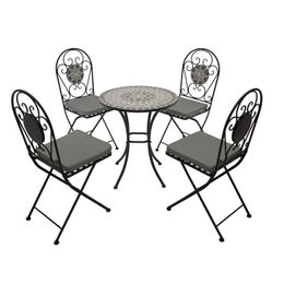DEGAMO Bistroset SIENA 5-teilig, Eisen schwarz + Mosaik grau/weiss